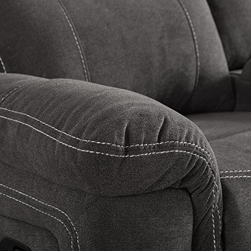 FREESNOOZE Manual Reclining Sectional Sofa Recliner Sofa with Cup Holder and Storage Console for Living Room Furniture(Fabric Grey)