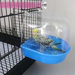 PINVNBY Parrot Bath Box Bird Bathtub Parakeet Bathing Tube with Bird Perches Stand Paw Grinding Cage Accessories Ideal for Small Brids Lovebirds Canary Finches(3 PCS Random Color)