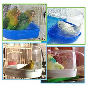 PINVNBY Parrot Bath Box Bird Bathtub Parakeet Bathing Tube with Bird Perches Stand Paw Grinding Cage Accessories Ideal for Small Brids Lovebirds Canary Finches(3 PCS Random Color)