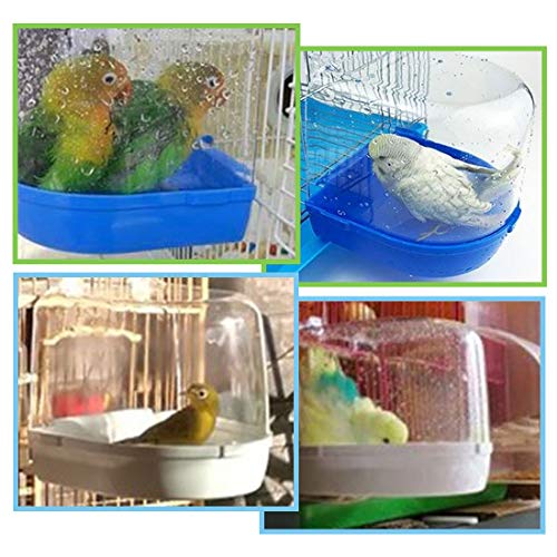 PINVNBY Parrot Bath Box Bird Bathtub Parakeet Bathing Tube with Bird Perches Stand Paw Grinding Cage Accessories Ideal for Small Brids Lovebirds Canary Finches(3 PCS Random Color)