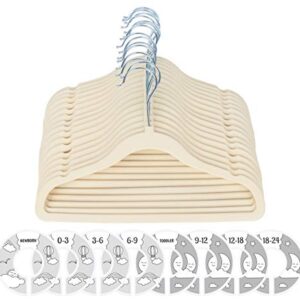 Lemonfilter 20 Pack Kids Velvet Hangers, Non-Slip Baby Clothes Hangers Space Saving Ultra Thin Toddler Children Hangers with 8 Pcs Baby Wardrobe Dividers(Beige)