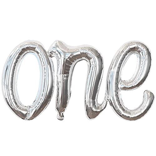 Big, Silver One Balloon for First Birthday - 20 Inch | One Birthday Balloon for Winter Onederland 1st Birthday Girl Decorations | One Silver Balloon, One Mylar Balloon | One Balloons for 1st Birthday