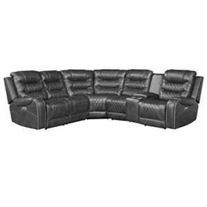 lexicon noura modular reclining sectional sofa, dual-end recliner (power), gray