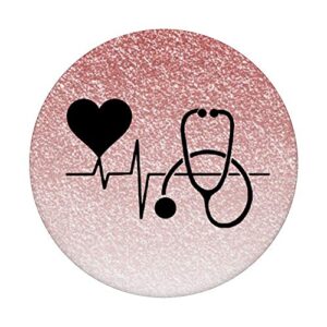 Nurse Rose-Gold Phone Grip - Doctor, Nurse Stethoscope PopSockets PopGrip: Swappable Grip for Phones & Tablets