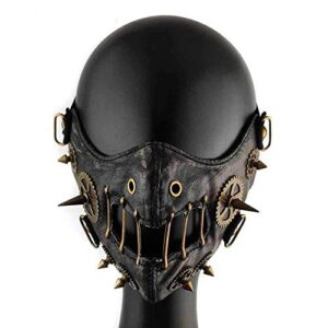 BSTANG Men Women Steampunk Retro Gothic Leather Mask Halloween Cosplay Gears Mask Spike Mask (Gears Mask)