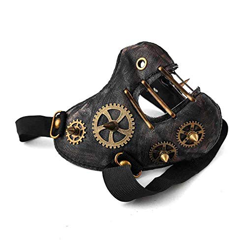 BSTANG Men Women Steampunk Retro Gothic Leather Mask Halloween Cosplay Gears Mask Spike Mask (Gears Mask)