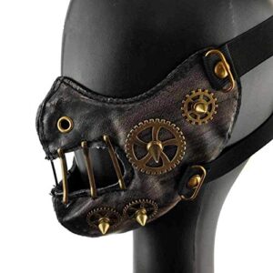 BSTANG Men Women Steampunk Retro Gothic Leather Mask Halloween Cosplay Gears Mask Spike Mask (Gears Mask)