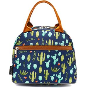 FlowFly Lunch Bag Tote Bag Lunch Organizer Lunch Holder Insulated Lunch Cooler Bag for Women/Men,Cactus