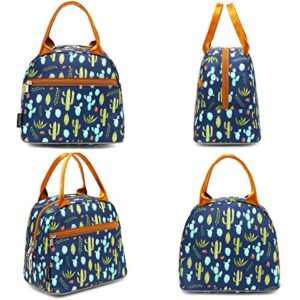 FlowFly Lunch Bag Tote Bag Lunch Organizer Lunch Holder Insulated Lunch Cooler Bag for Women/Men,Cactus