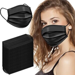 black disposable mask for women men disposable masks 100pcs 3 ply teens disposable mask for adults use for individual and family indoor outdoor home office travel