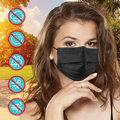 Black Disposable Mask For Women Men Disposable Masks 100pcs 3 Ply Teens Disposable Mask For Adults Use For Individual And Family Indoor Outdoor Home Office Travel