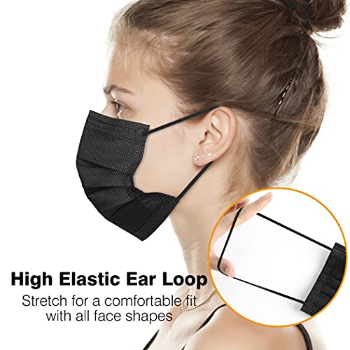 Black Disposable Mask For Women Men Disposable Masks 100pcs 3 Ply Teens Disposable Mask For Adults Use For Individual And Family Indoor Outdoor Home Office Travel