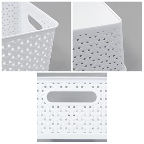 Xowine 4-Pack Plastic Weave Basket, Storage Basket, White