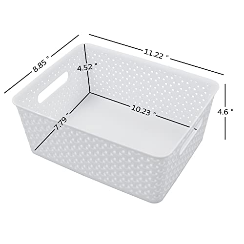 Xowine 4-Pack Plastic Weave Basket, Storage Basket, White