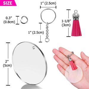 Acrylic Blank Keychains, Shynek 200 Pcs Clear Keychain Blanks for Vinyl with 50 Pcs Acrylic Blanks, 50 Pcs Keychain Tassels, 50 Pcs Key Rings with Chain and 50 Pcs Jump Rings