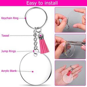 Acrylic Blank Keychains, Shynek 200 Pcs Clear Keychain Blanks for Vinyl with 50 Pcs Acrylic Blanks, 50 Pcs Keychain Tassels, 50 Pcs Key Rings with Chain and 50 Pcs Jump Rings