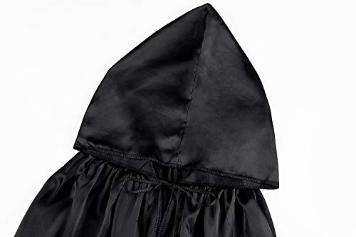 Kids Cloak Hooded Cape Halloween Christmas Cosplay Costume Satin 3-4 Years Y095BKS