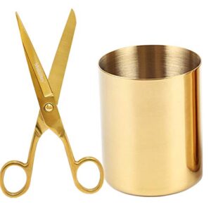 multibey gold copper scissors pen pencil holder set fabric craft scissors small vase yellow gold office supplies desk accessories organizer