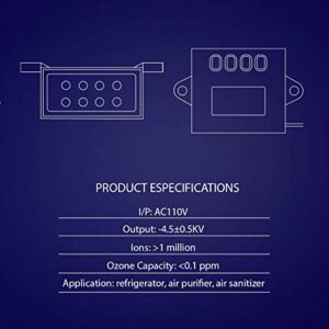 Shopcorp 110-120VAC Plasma Ion Generator – Negative Ionizer and Ozone Generator for Refrigeration, Air Purifiers and Air Sanitizers