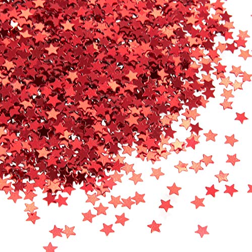 Star Confetti Sequin Stars Glitter Star Table Confetti for Art Decoration, Party Supplies - Pack of 30 Grams, 6mm, Red