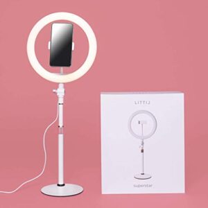 LITTIL Superstar - 10-inch USB Ring Light for Desk or Table | 3 Light Modes with Flexible Smartphone Stand | Streaming, Zoom Calls, YouTube Makeup Tutorials, Stories, TikTok, or Selfies