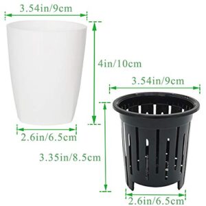 OJYUDD 8 Pack 4 Inch Self Watering Plastic Planter with Inner Pot White Flower Plant Pot,Modern Decorative Flower Pot for All House Plants,Flowers,Herbs,African Violets