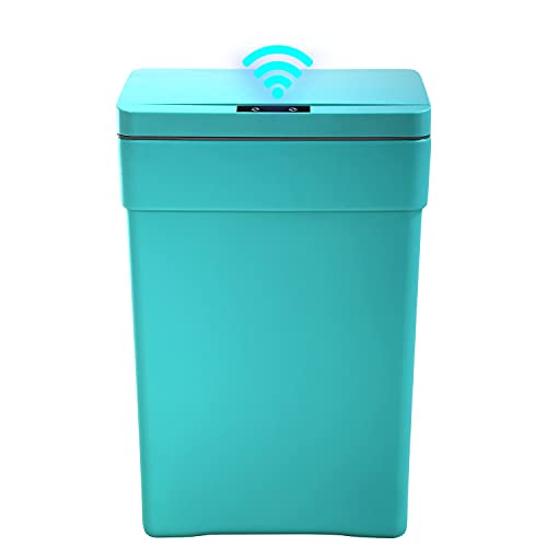 FLL 13 Gallon 50 Liter High-Capacity Automatic Trash Can,Touch Free Garbage Can,Plastic Kitchen Can Bedroom Waste Bin for Living Room Bathroom Home Office with Lid,Blue, 15.35 x 9.84 x 23.62 inches