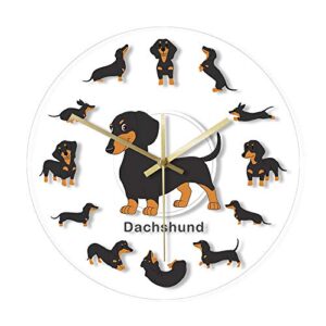 wall clock cartoon dachshund printed wall clock wiener dog animal dog pet decorative wall clock for children silent exercise dog vet gift