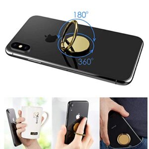 Pokanic Cell Phone Metal Ring Holder Finger Grip Stability Kickstand 360° Rotation Adjustable Collapsible Compatible with Apple iPhone, Samsung Galaxy, LG (Gold)