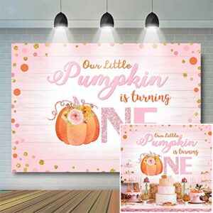 avezano pumpkin 1st birthday backdrop fall pumpkin first birthday white wood background vinyl our little pumpkin is turning one girls birthday party decoration banner (7x5ft)