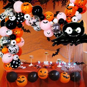 Scary Halloween Decorations Set – 92Pack Halloween Balloons Confetti Balloons Bat Decorations Bat Foil Balloons for Halloween Party Decorations, Spooky Birthday Decorations