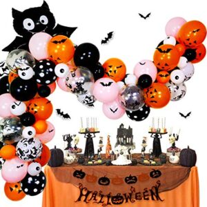 Scary Halloween Decorations Set – 92Pack Halloween Balloons Confetti Balloons Bat Decorations Bat Foil Balloons for Halloween Party Decorations, Spooky Birthday Decorations