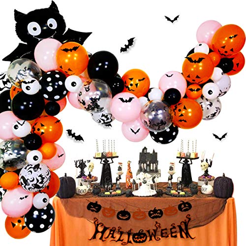 Scary Halloween Decorations Set – 92Pack Halloween Balloons Confetti Balloons Bat Decorations Bat Foil Balloons for Halloween Party Decorations, Spooky Birthday Decorations