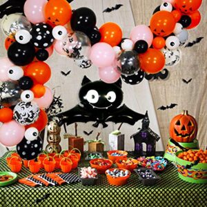 Scary Halloween Decorations Set – 92Pack Halloween Balloons Confetti Balloons Bat Decorations Bat Foil Balloons for Halloween Party Decorations, Spooky Birthday Decorations