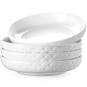 dowan pasta bowls, 54 oz large salad serving bowls, 10'' plates bowls set of 4, white ceramic soup bowls for kitchen meal prep, shallow dishes dinner bowl microwave dishwasher safe