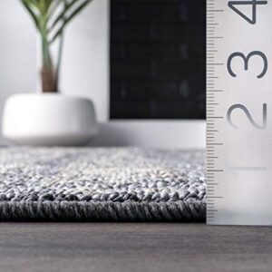 nuLOOM Claudia Diamond Tassel Runner Rug, 2' 6" x 12', Grey