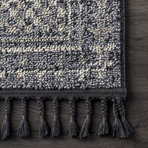 nuLOOM Claudia Diamond Tassel Runner Rug, 2' 6" x 12', Grey