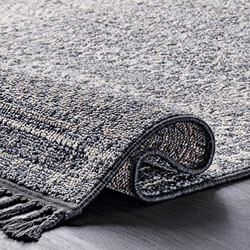 nuLOOM Claudia Diamond Tassel Runner Rug, 2' 6" x 12', Grey