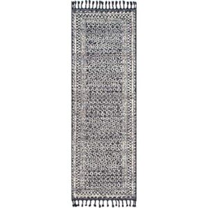 nuLOOM Claudia Diamond Tassel Runner Rug, 2' 6" x 12', Grey