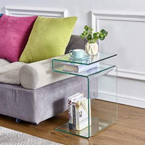 Glass Nightstand,Side Table,S-Shaped End Table for Living Room,Bedside Table for Bedroom