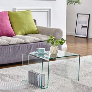 Glass Nightstand,Side Table,S-Shaped End Table for Living Room,Bedside Table for Bedroom