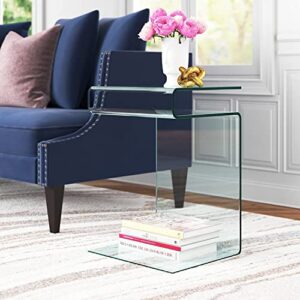 Glass Nightstand,Side Table,S-Shaped End Table for Living Room,Bedside Table for Bedroom