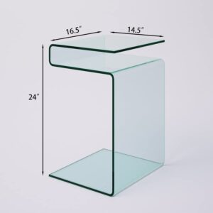 Glass Nightstand,Side Table,S-Shaped End Table for Living Room,Bedside Table for Bedroom