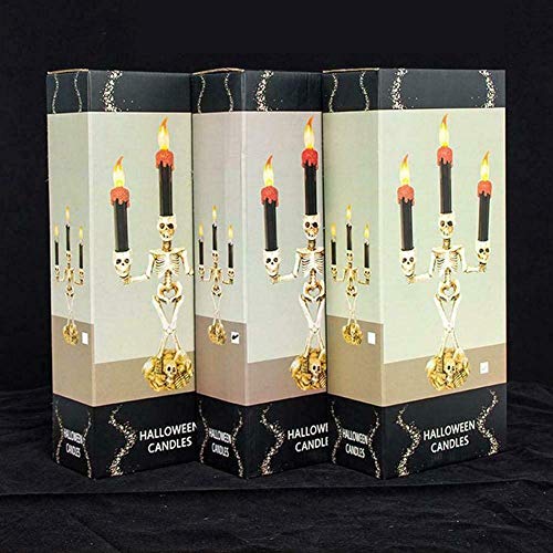 Christmas Candle Light, Skeleton Skull Candle Holder Light Flameless Lights Lamps Indoor Outdoor Battery Operated Flameless Candles for Halloween Festival Home Party Bar Decoration - Silver