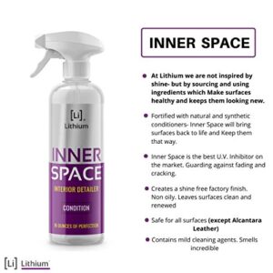 Lithium Inner Space - Interior Detailer, Conditioner, And Protectant. Revives Interiors and Keeps Them Looking New - Natural Appearance, UV Inhibitors, Low Sheen Formula, Makes Surfaces Healthy, Not Shiny.