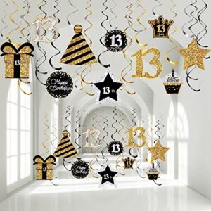 frienda birthday party hanging swirls decorations, ceiling decorations shiny celebration hanging swirls decorations for birthday party supplies, 30 count (13th birthday)