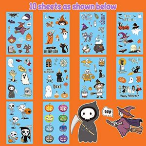 Partywind 10 Sheets Luminous Halloween Temporary Tattoos for Kids, Glow Halloween Decorations Birthday Party Favors Supplies, Halloween Fake Tattoos Goodie Bag Fillers Games Accessories for Party