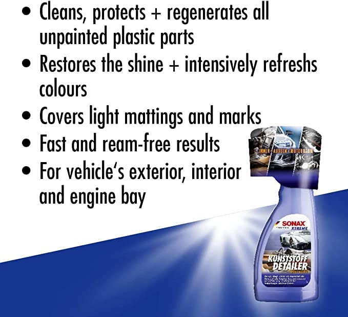 Sonax Plastic Detailer | Water Based Dressing | Shiny Plastic Dressing or Can Dilute 1:1 for Matte Finish | Perfect for Any Engine Dressing | (500ml or 16.9oz)