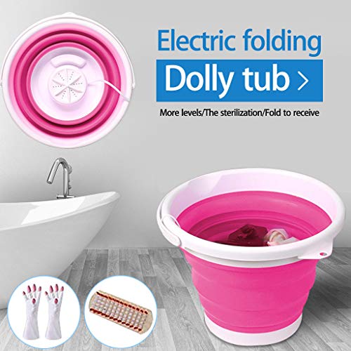 Owill Portable Washing Machine, Personal Portable Ultrasonic Washer with Foldable Tub and USB Cable, Children's Laundry, Mini Laundry for Camping Dorms Business Trip College Rooms (Pink)