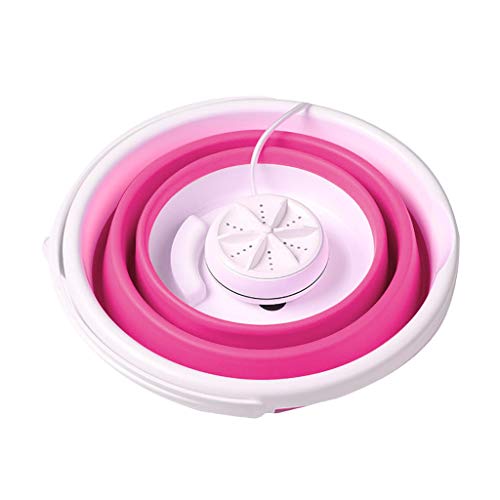 Owill Portable Washing Machine, Personal Portable Ultrasonic Washer with Foldable Tub and USB Cable, Children's Laundry, Mini Laundry for Camping Dorms Business Trip College Rooms (Pink)